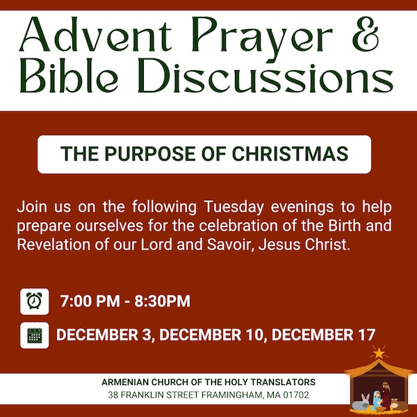 Advent Prayer & Bible Discussions – Armenian Church of the Holy Translators